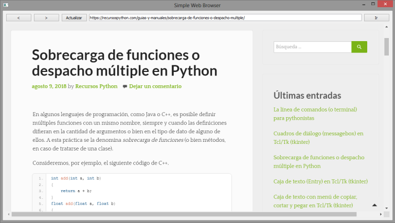 Navegador Web Simple Con Qt 56 Pyqtpyside Recursos Python